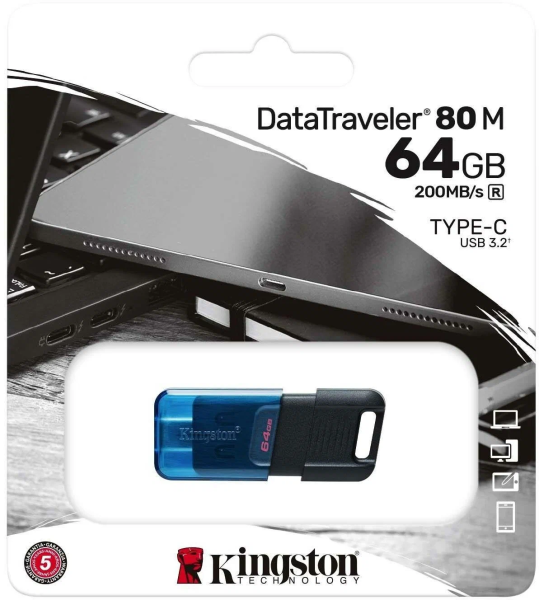 USB-C Флеш-накопитель Kingston DataTraveler 80M 64Gb USB-C 3.2 DT80M/64GB
