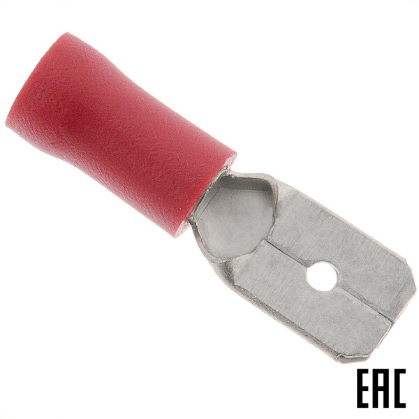 Разъем 59131 плоский врпи-п 1,5-(6,3) латунный изолированный папа 0,5-1,5мм2, ПВХ (КВТ) (100 шт. в комплекте)