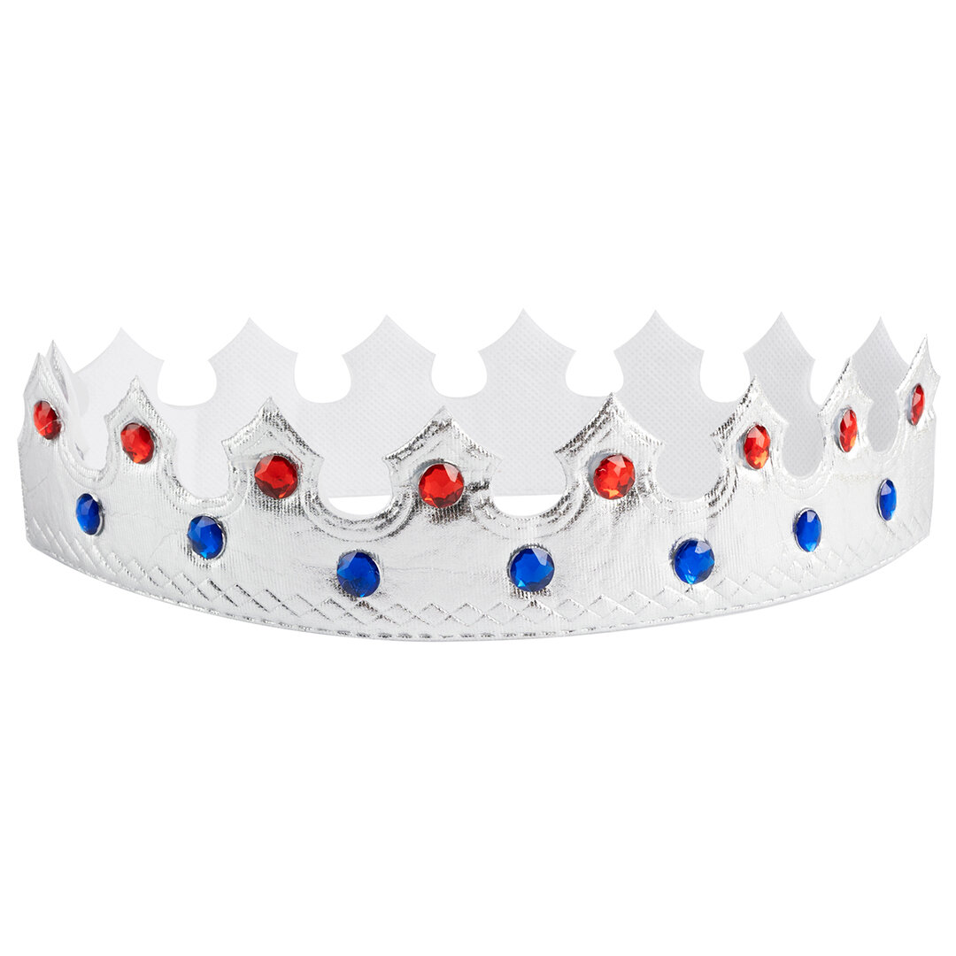 Корона тканевая, Принц, Серебро, 56x6 см, 1 шт.