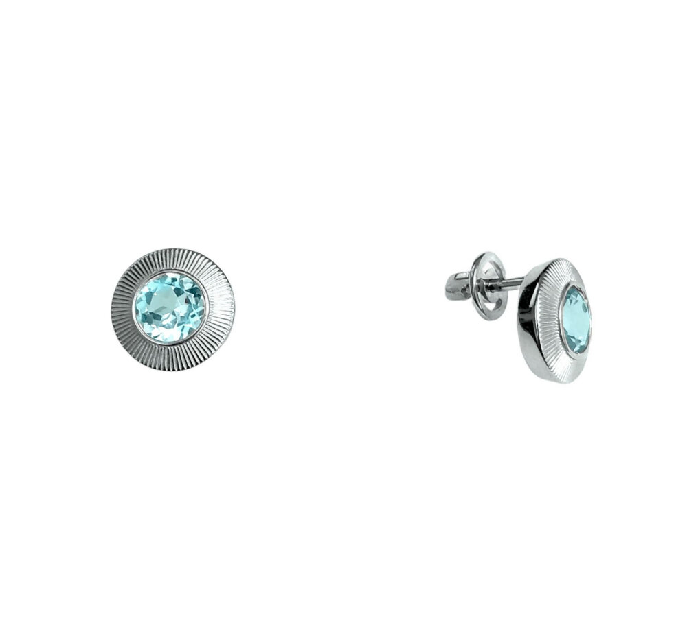 Серьги пусеты, серебро, 925 проба, топаз