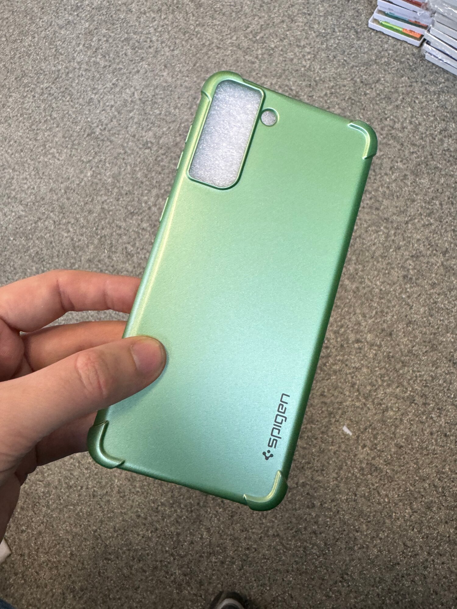 Чехол панель накладка бампер MyPads SPIGEN для Samsung Galaxy S21+ plus (SM-G996) тонкая противоударная зеленая