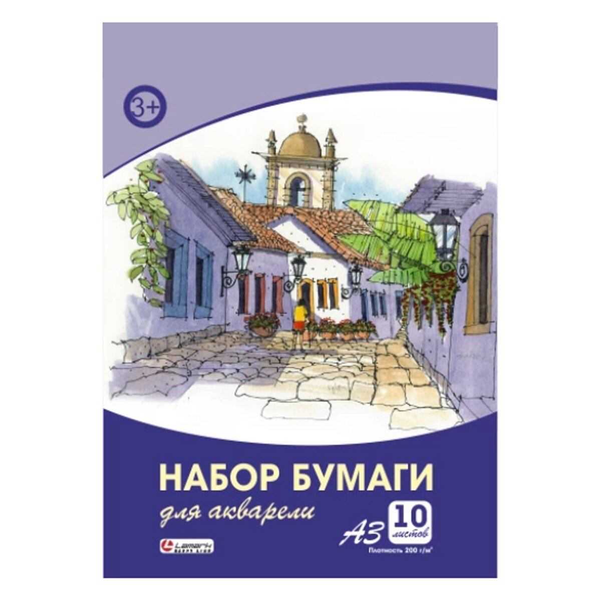 Бумага для рисования А3, 10 листов в папке, для акварели, туши, карандашей, фломастеров, Lamark