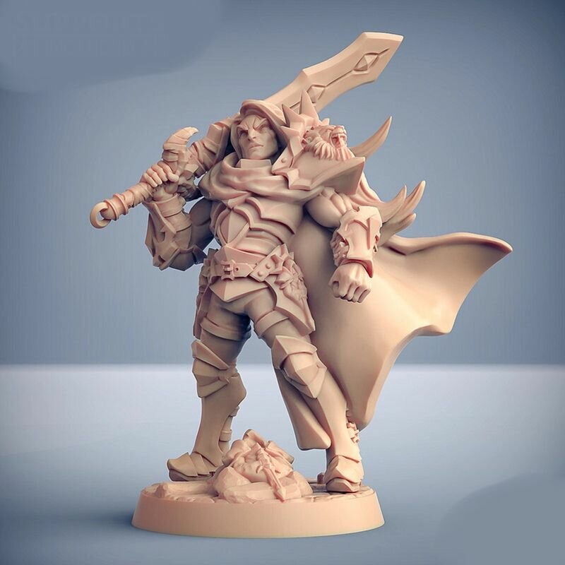 Паладин света, воин с огромным мечом 40мм миниатюра для DnD (ДнД) и других Настольных игр( НРИ, Варгеймов или РПГ), фентези тематика