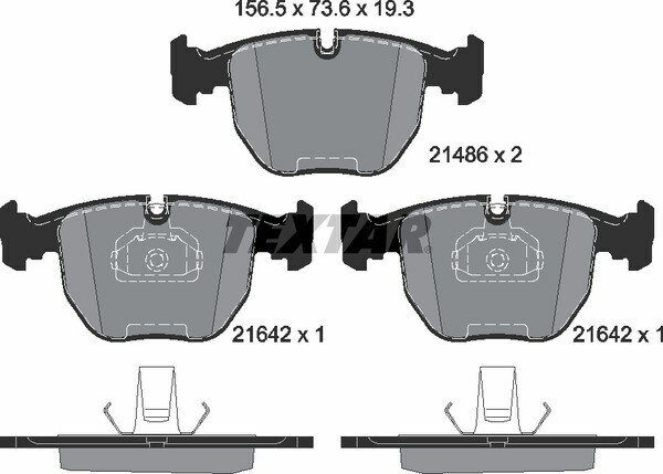 Колодки передние с противошумной пластиной q+ bmw e38/39/e53(x5) textar 2148602