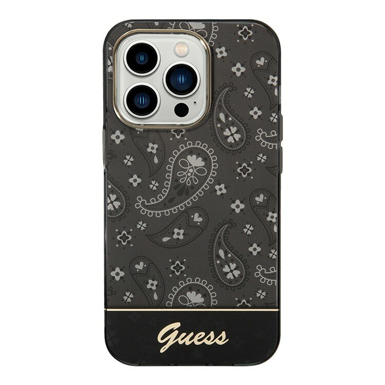 Guess чехол для iPhone 14 Pro, Paisley Electroplated camera черный