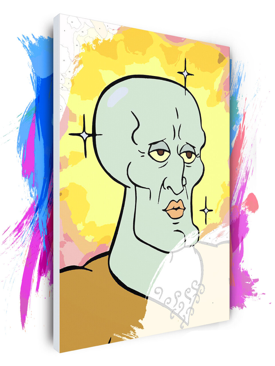 Картина по номерам на холсте Сквидвард мем, 50 х 80 см