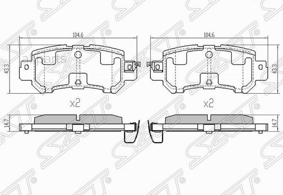 SAT ST-K0Y1-26-48Z Колодки тормозные (Сзади) Mazda CX-5 11-17 / CX-3 14-