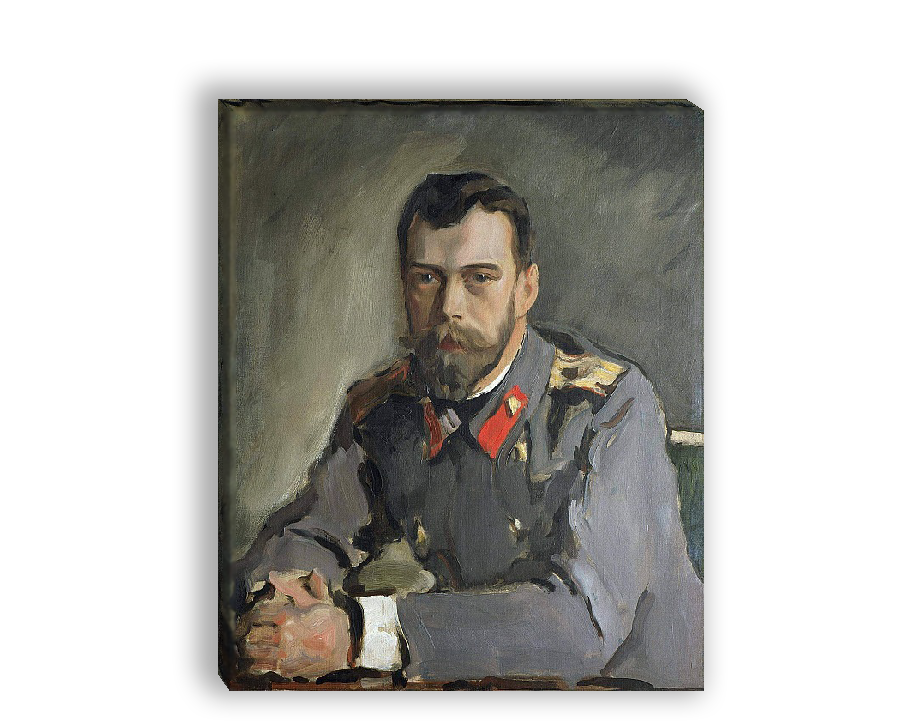 Картина для интерьера "Портрет императора Николая II", художник Серов Валентин Александрович, печать на холсте (30х37 см / на подрамнике)