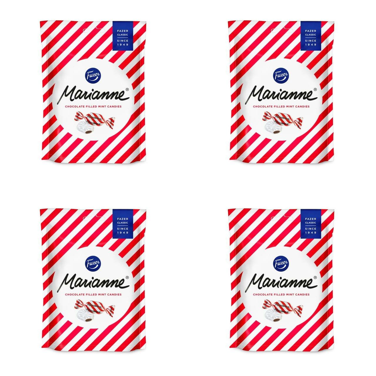 Fazer Marianne Мятная карамель с шоколадной начинкой, 4уп по 120г (Из Финляндии)