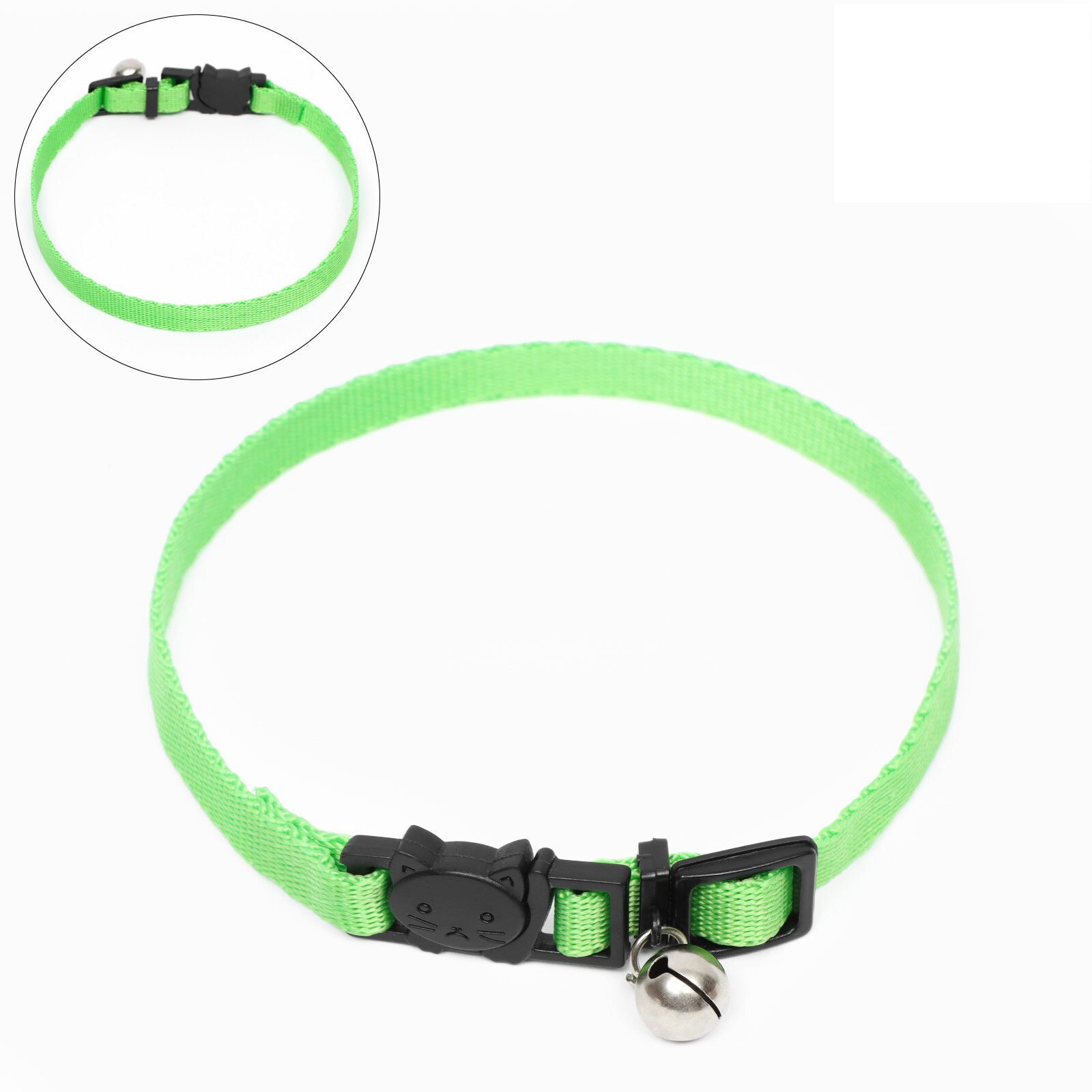 Ошейник Пижон, для средних кошек, универсальный, с бубенцом, зеленый, 30 х 1 см