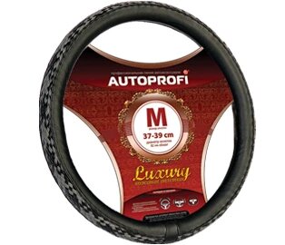 Оплётка руля Autoprofi Luxury Натуральная кожа серый, черный M (арт. AP-810 BK/BK, GY (M))