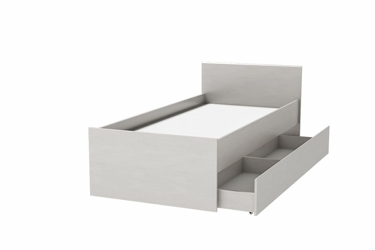 Односпальная кровать с ящиком 90х200 "Кэт-1" арт.015 Ясень анкор Светлый