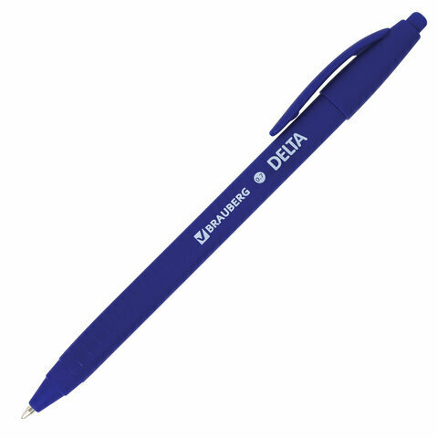 24 шт. Ручка шариковая масляная автоматическая BRAUBERG "Delta", синяя, soft-touch, узел 0,7 мм, линия письма 0,35 мм, 143339, OBPR365