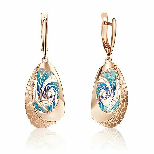 Серьги, красное золото, 585 проба, эмаль