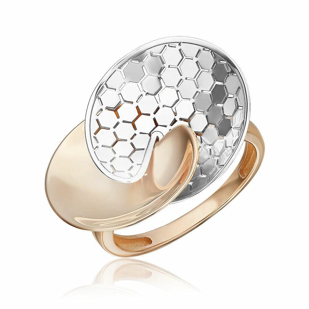 Кольцо, комбинированное золото, 585 проба, родирование