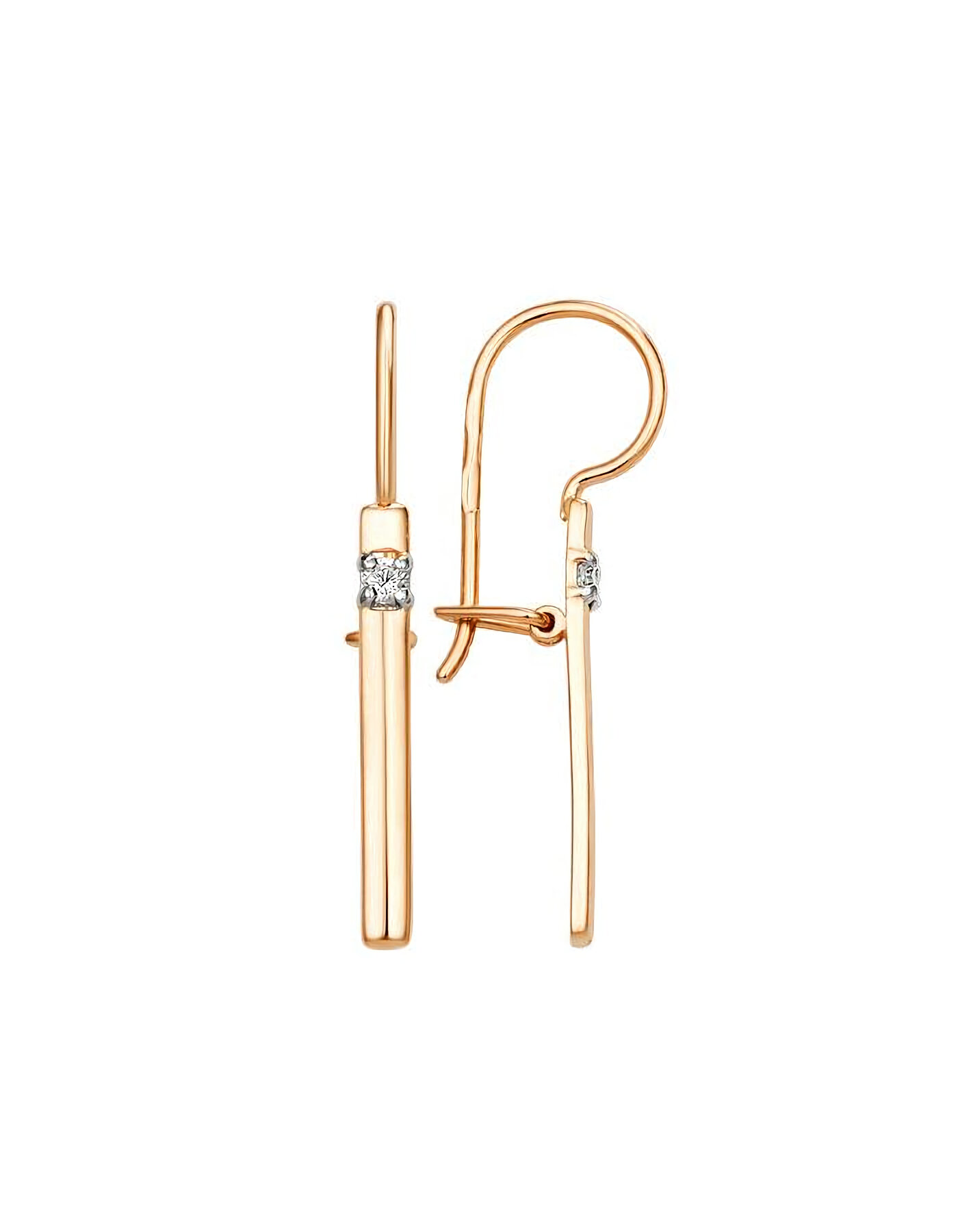 Серьги, красное золото, 375 проба, фианит