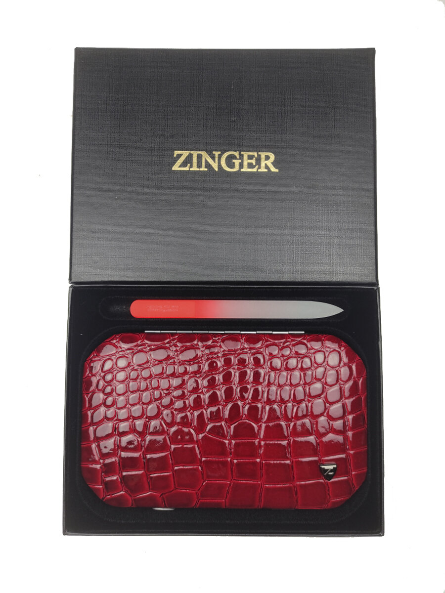 Маникюрный набор MSFE-804-3-SМ, ZINGER, 10 предметов, красный крокодил