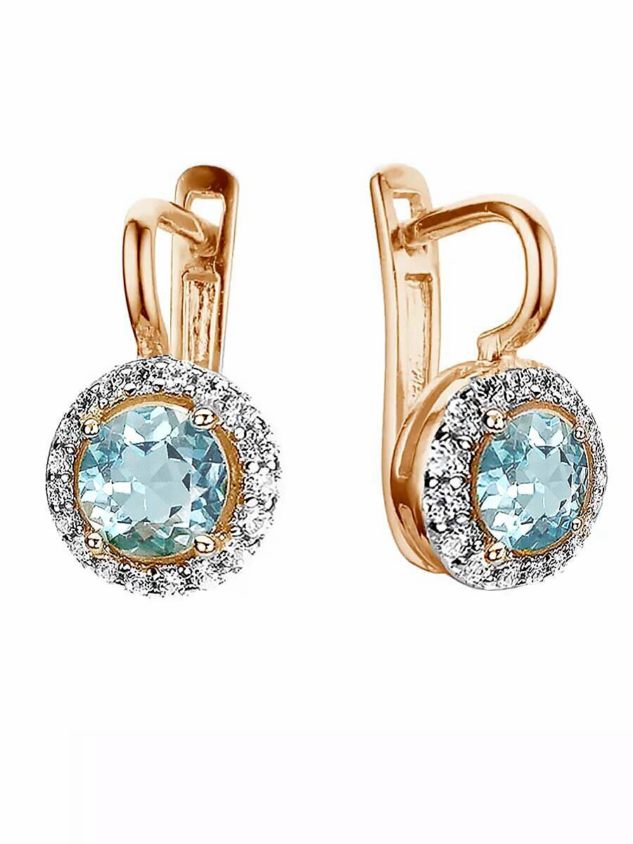 Серьги, серебро, 925 проба, золочение, фианит