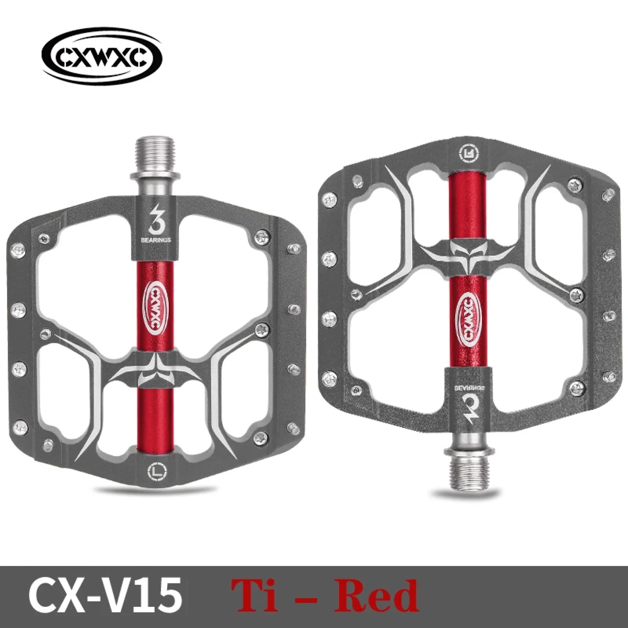 Педали CXWXC CXV15/CX930 черные алюминиевые для горных велосипедов Красный, CXV15 Silver