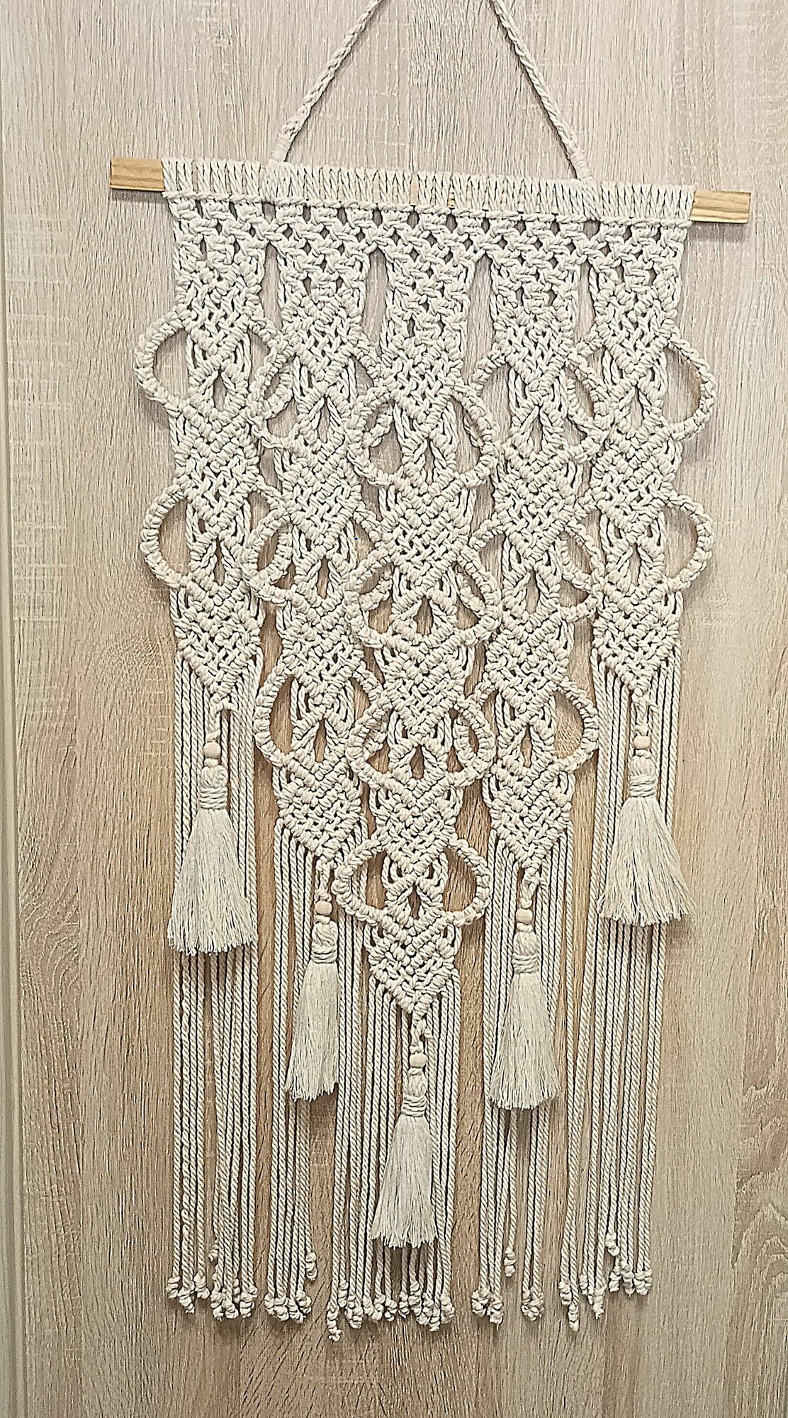 Панно настенное "Сердца" макраме 40,5х95 см