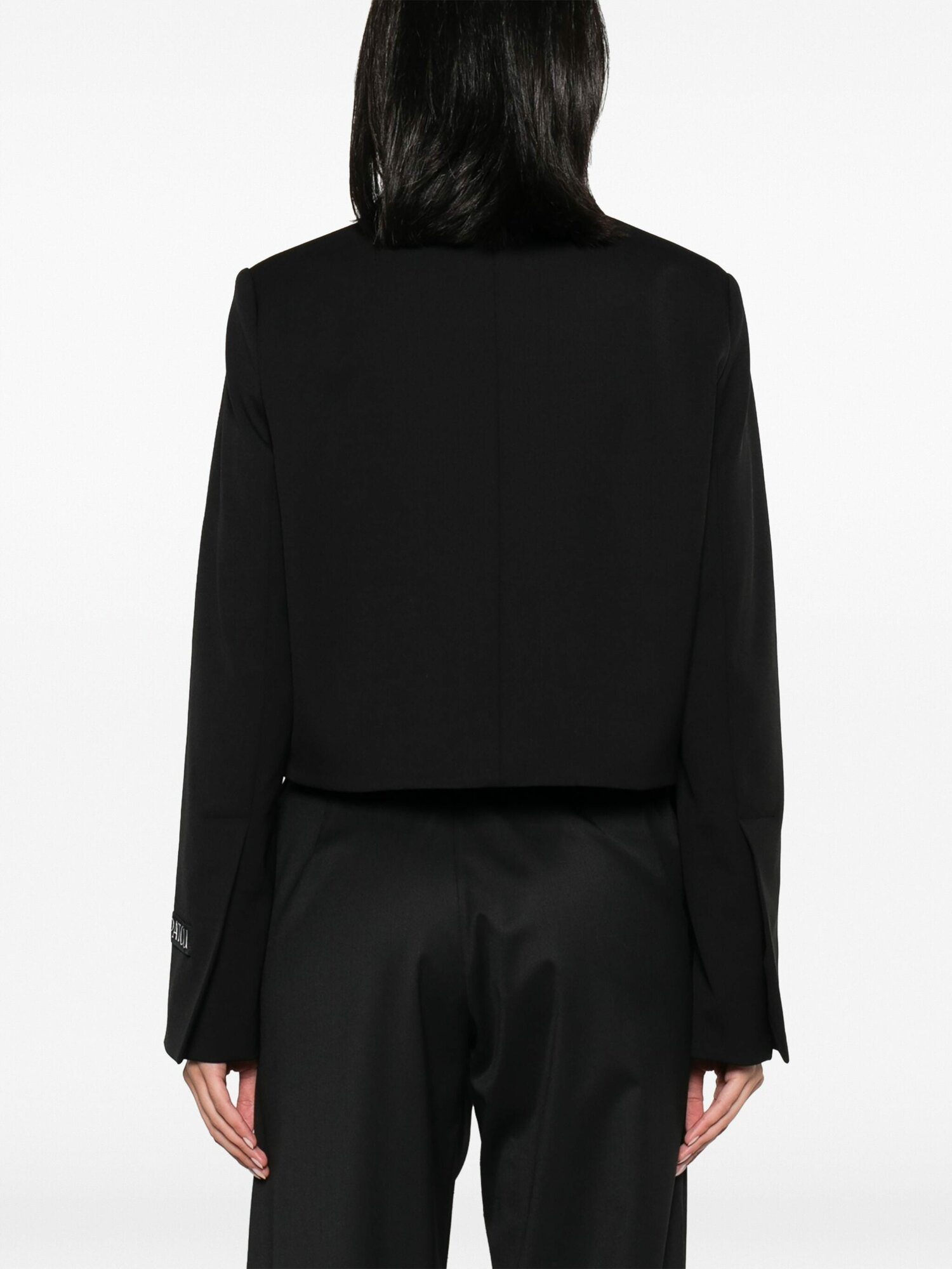 Пиджак PATOU Cropped virgin wool-blend blazer, размер 34, black/black — фото 1