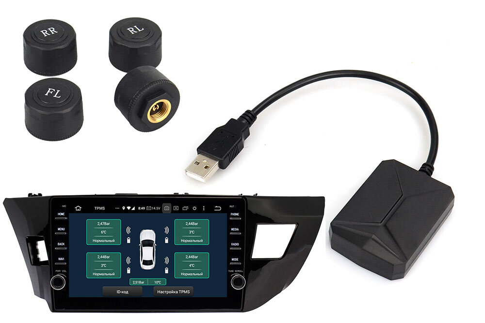 Датчики давления в шинах (внешние) USB TW602 для магнитолы на Android