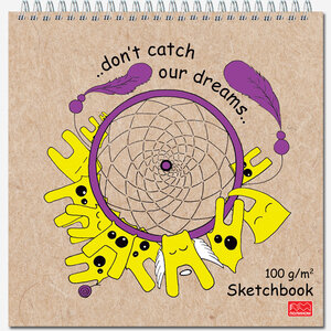 _SketchBook(Полином) Блокнот д/зарисовок "Quadro" [60л;170х170; мет. гребень; жест. подл; офсет 100гр/м2] (2352)