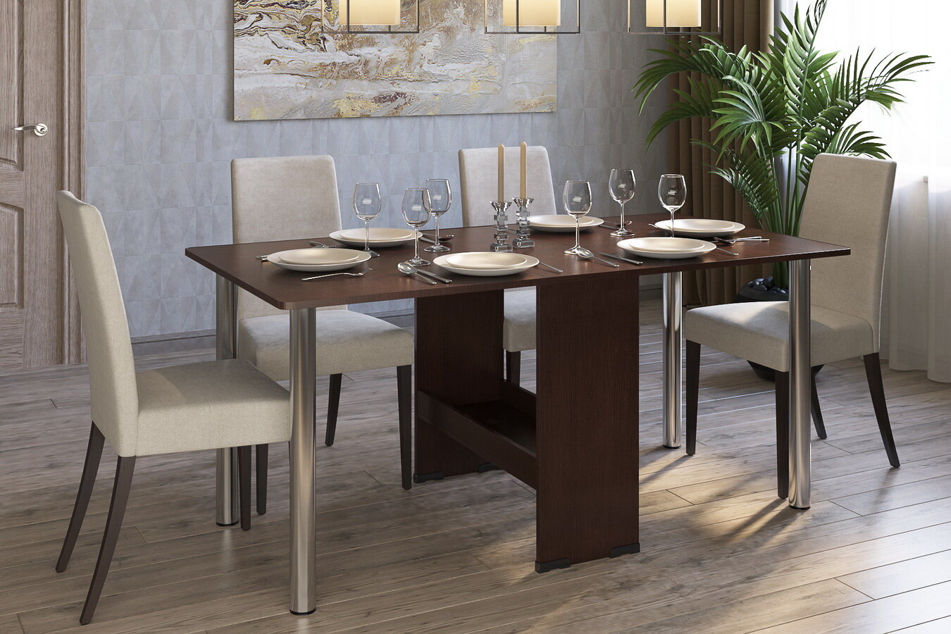 Стол-книжка СКР-4-Р Венге, раскладной, обеденный, 73.9х85.0х166.5 см, россия