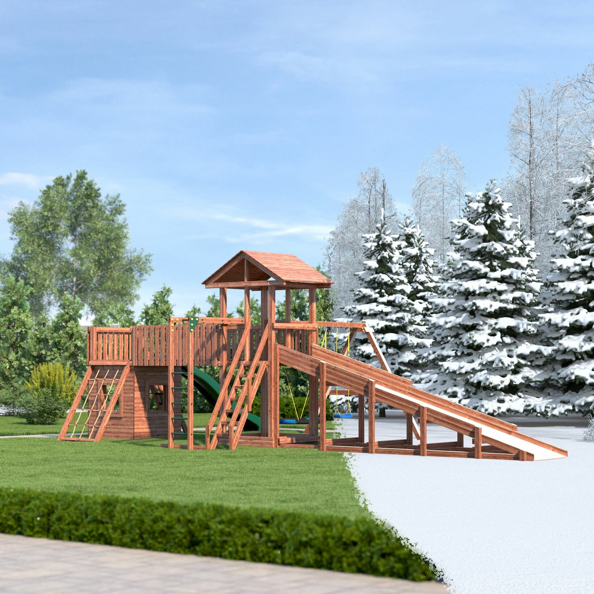 Custwood All-Season 9 Детский всесезонный деревянный спортивный комплекс