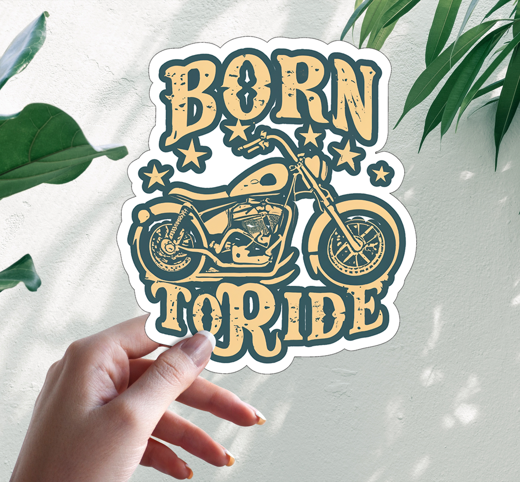 Наклейка Born to RIDE, мотоциклист, байкер, Стикер