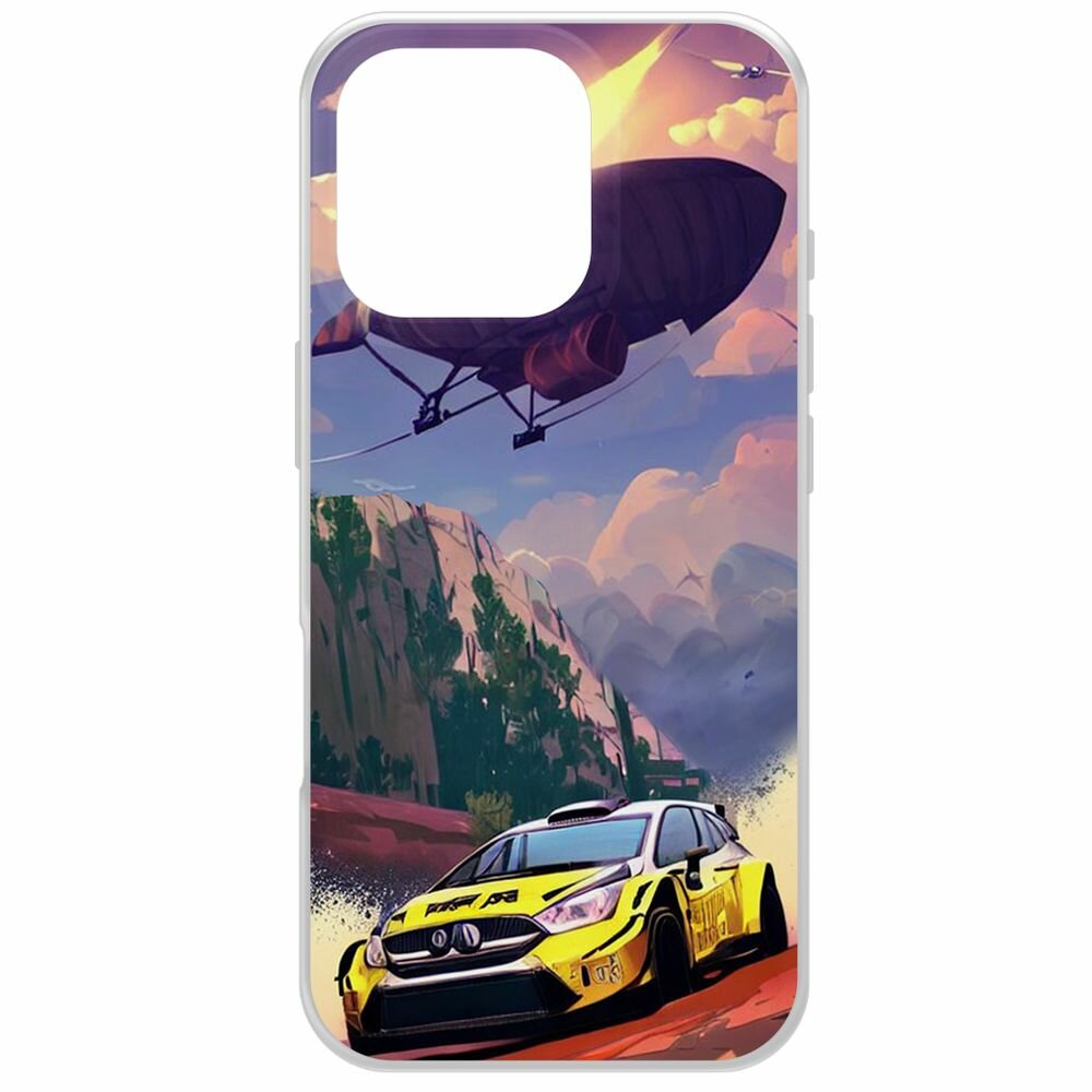 Чехол-накладка Krutoff Clear Case Гонка для iPhone 16 Pro, прозрачный, полиуретан (PU)
