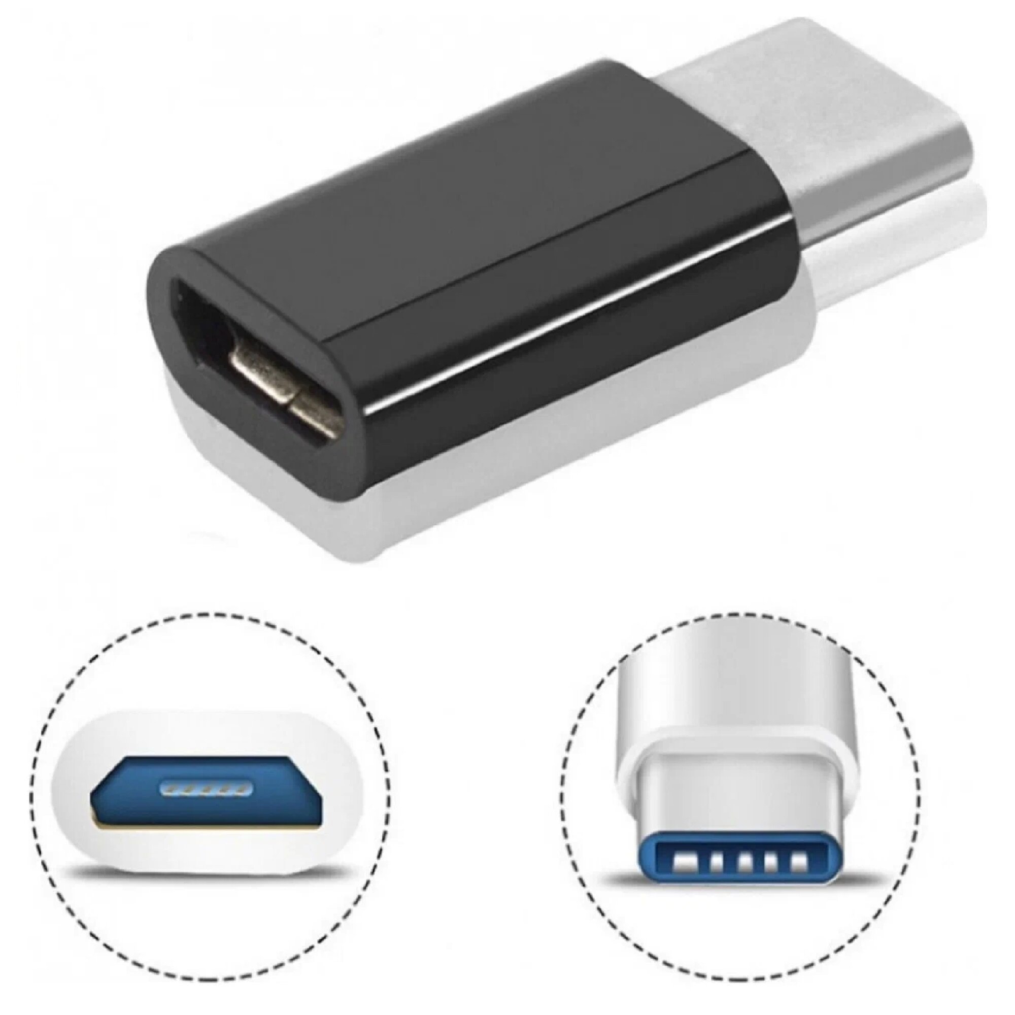 Переходник/адаптер Atcom MicroUSB - USB Type-C (АТ8101), черный