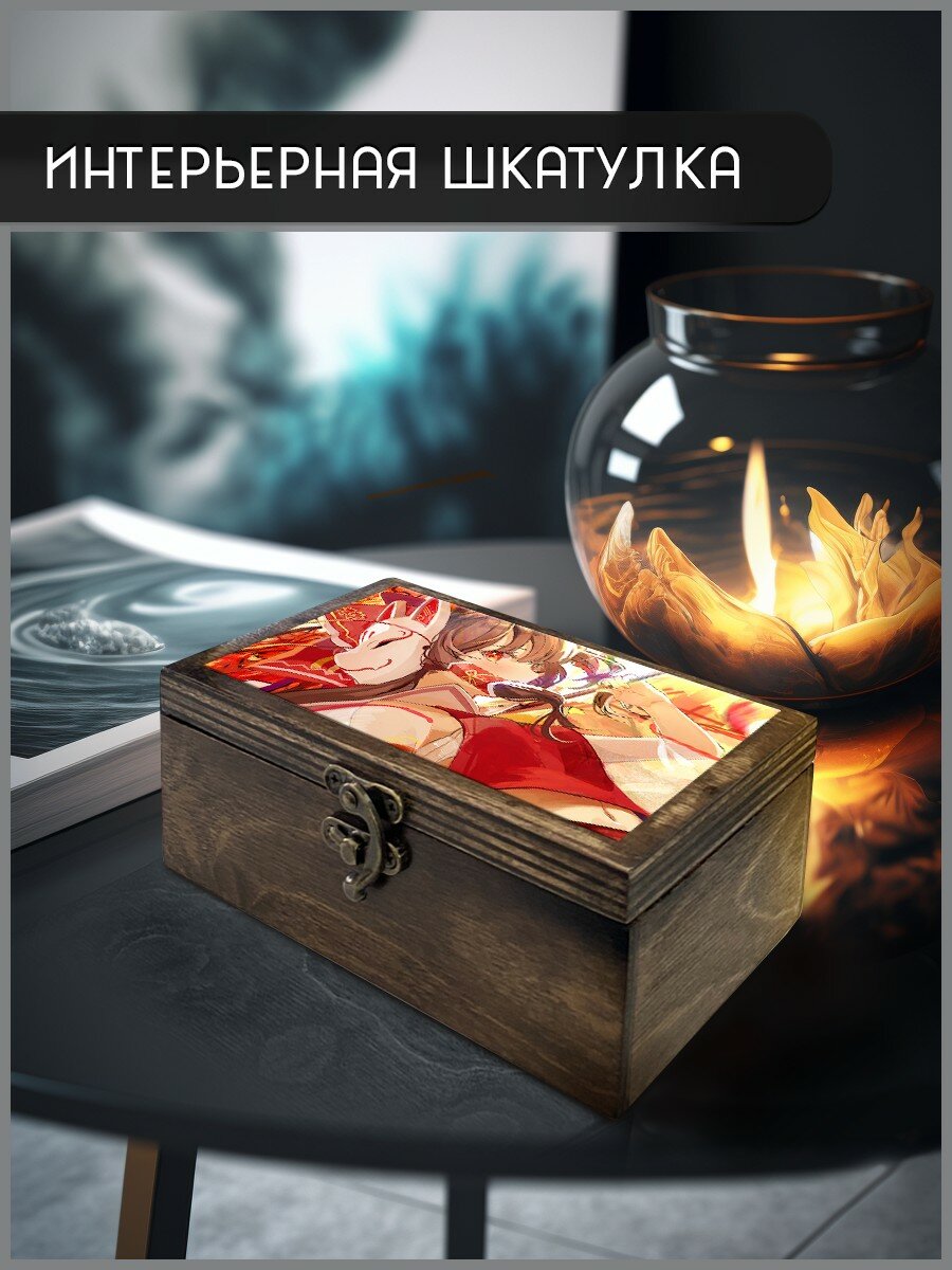 Шкатулка интерьерная для украшений универсальная 16x10x6 см аниме тохо проджект (touhou project, скарлет, чирно, рейму, ремилия) - 648