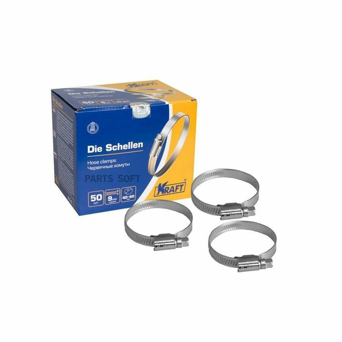 Хомут червячный 40-60 мм KRAFT KT880208 (цена за 1шт.).