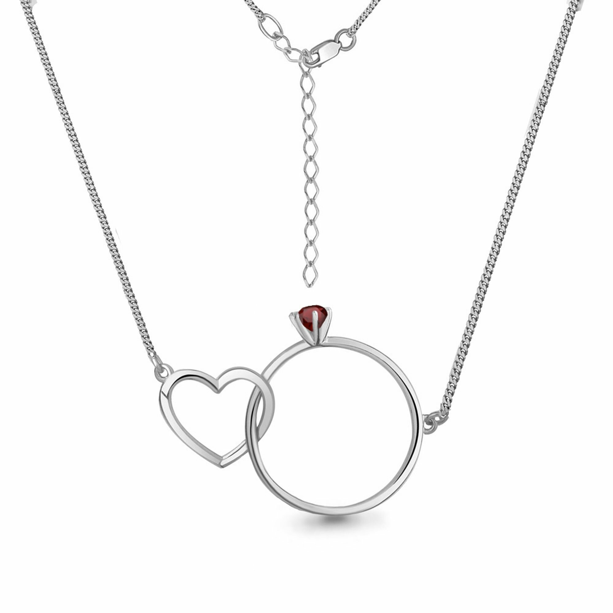 Колье, серебро, 925 проба, родирование, гранат