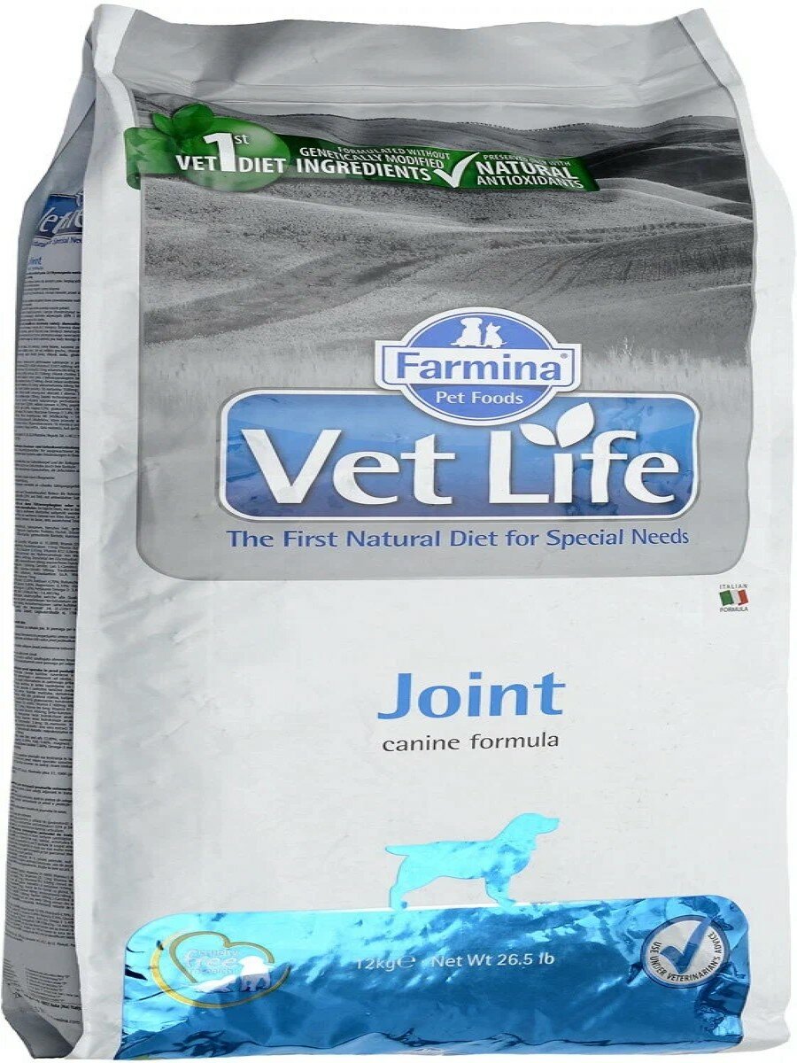 Farmina Корм сухой Vet Life Dog Joint для взрослых собак с заболеваниями опорно-двигательного аппарата 12 кг