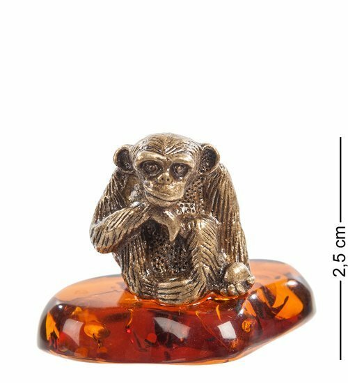 Фигурка Шимпанзе (латунь, янтарь) AM- 744 113-703643