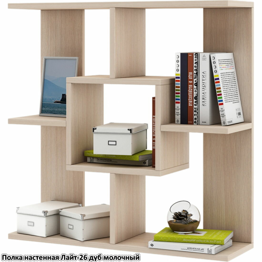 Полка Лайт-26 Дуб-молочный, ЛДСП, МФ Владимир VMF, 70х70х20 см.