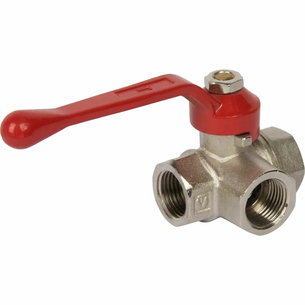 Кран шаровой трехходовой Т-образный внутренняя резьба 1/2" латунь VT.361. N.04