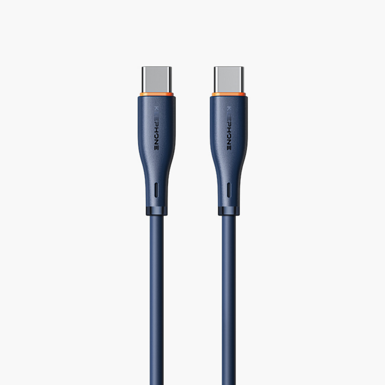 Кабель силиконовый 60W Type-C -Type-C Keephone Сверхбыстрая зарядка и синхронизация 480 Мбит/с без спутывания, 1 м. син