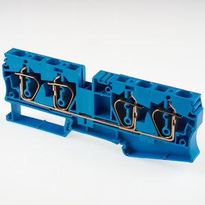 AK6-TR-BL четырехконтактная клемма 6.0 mm2 проходная безвинтовая Dinkle, цвет синий.