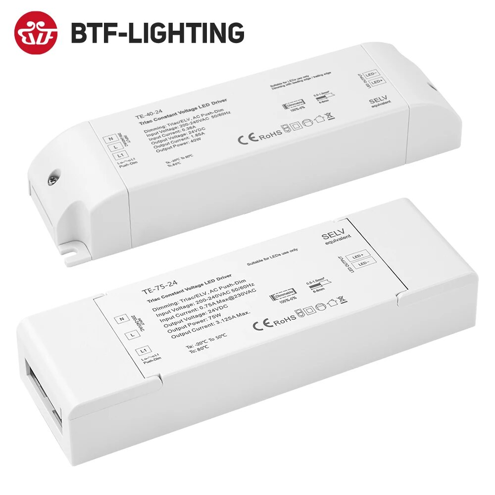 BTF-LIGHTING Трансформатор светодиодный диммер 200-240V 24V 40-75Вт белый 24V40W