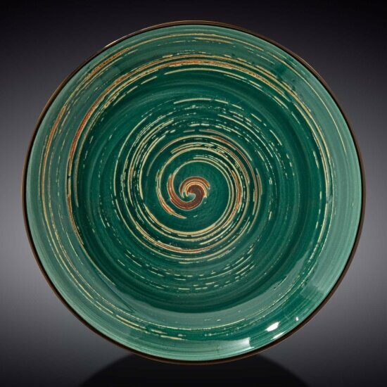 Тарелка Wilmax England глубокая 25,5 см SPIRAL фарфор зеленый цвет