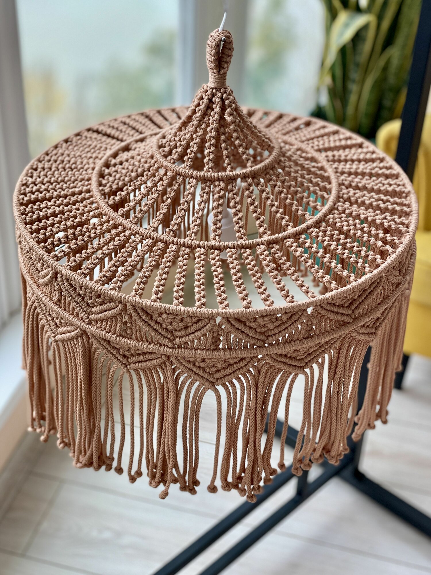 Абажур макраме, подвесной светильник, люстра, лампа ручной работы 50 см