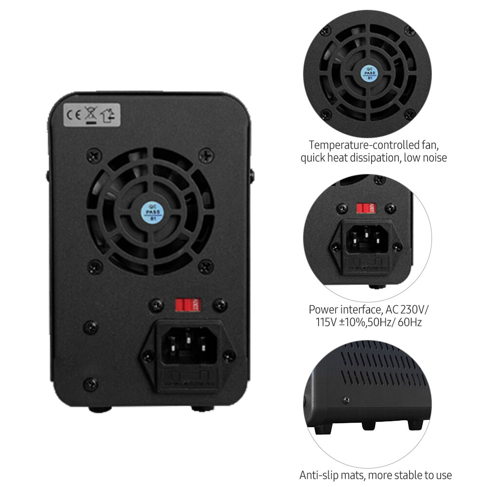 WANPTEK Настольный регулируемый блок питания DC 30В 10А с цифровым дисплеем и возможностью настройки, идеален для лабораторий и ремонта электроники