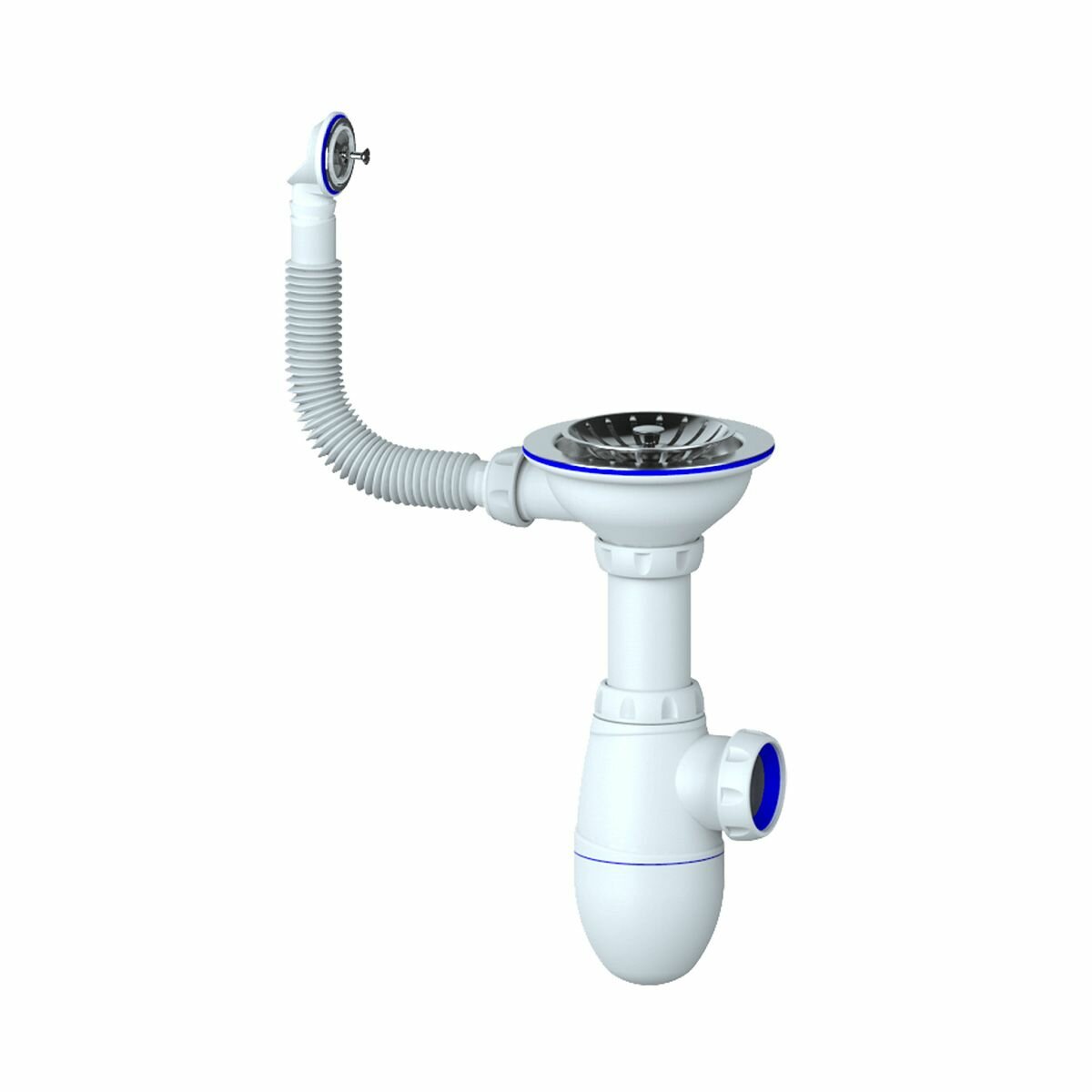 Сифон бутылочный Unicorn B411, с выпуском 3 1/2" x 40 мм, с круглым переливом