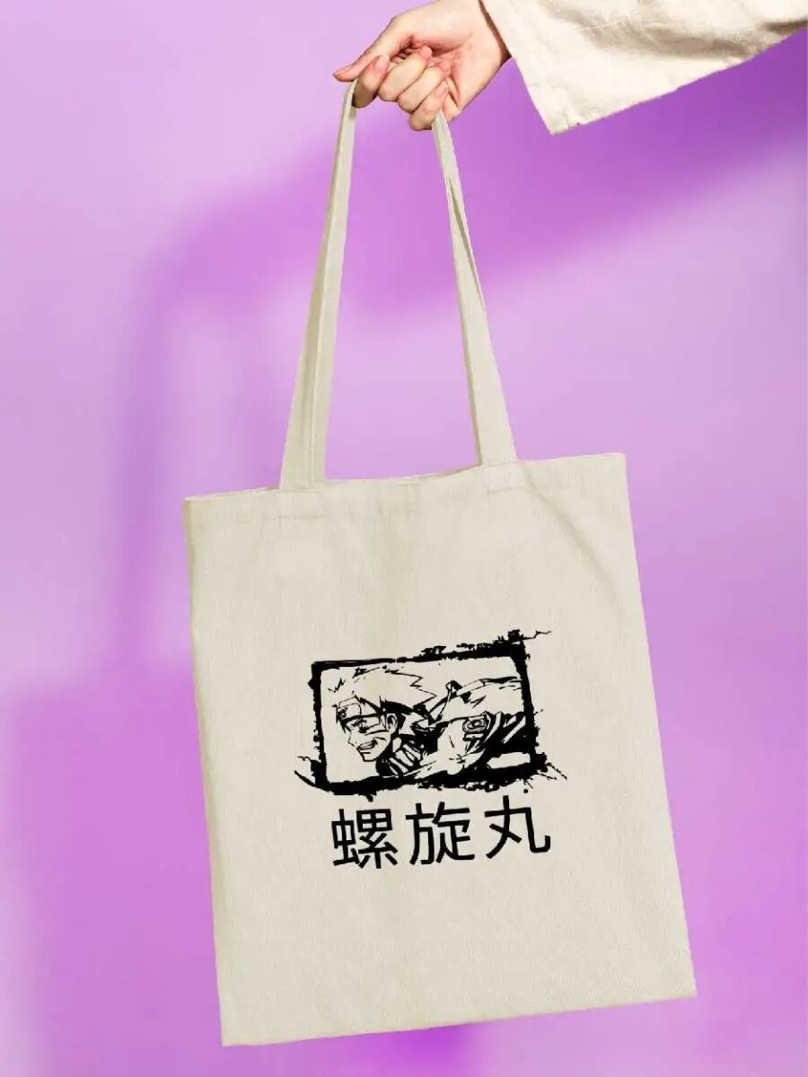 Сумка шоппер  холщевая с принтом аниме персонаж