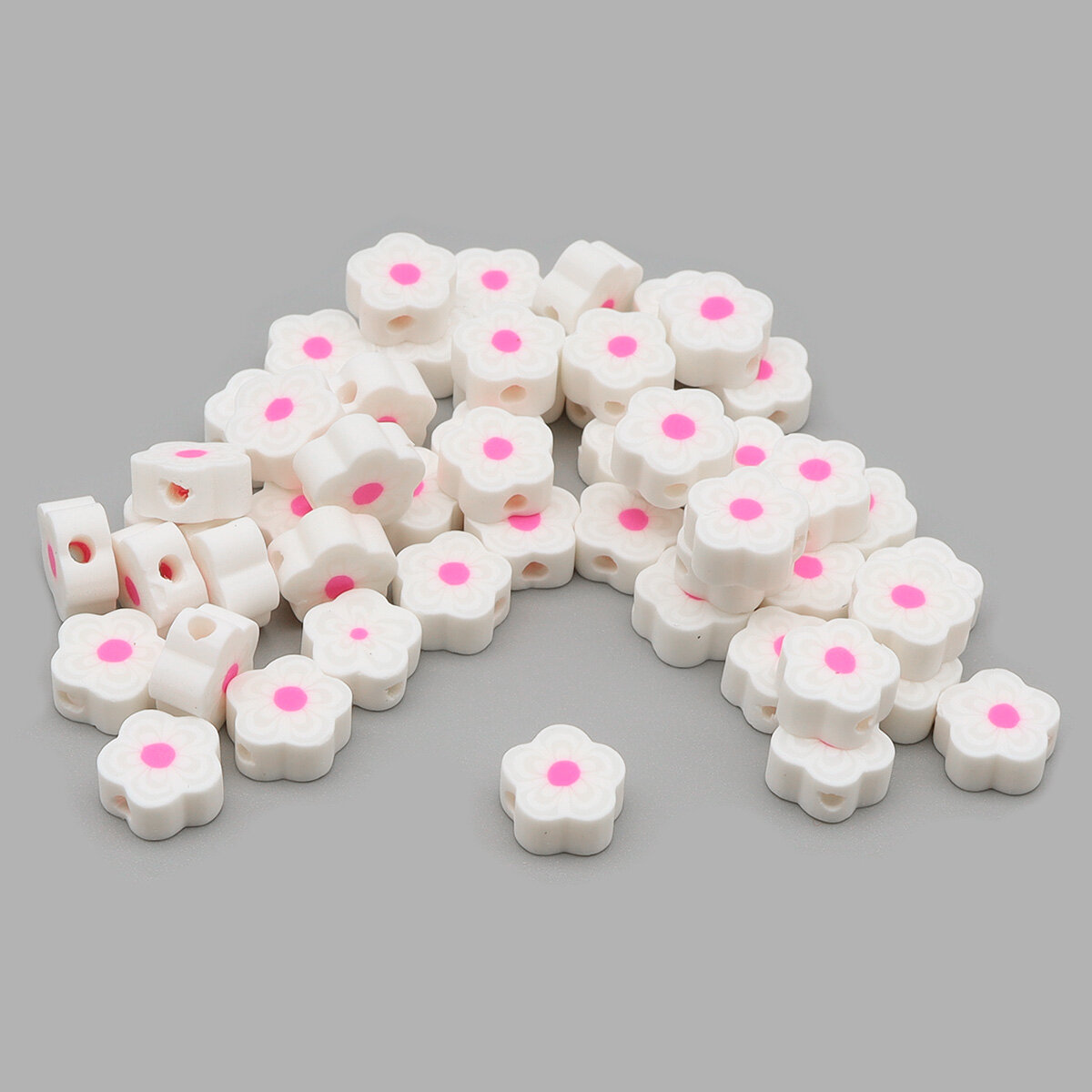 Бусины для рукоделия из полимерной глины Astra&Craft 'Цветочек белый', ZZ1346, 50 шт