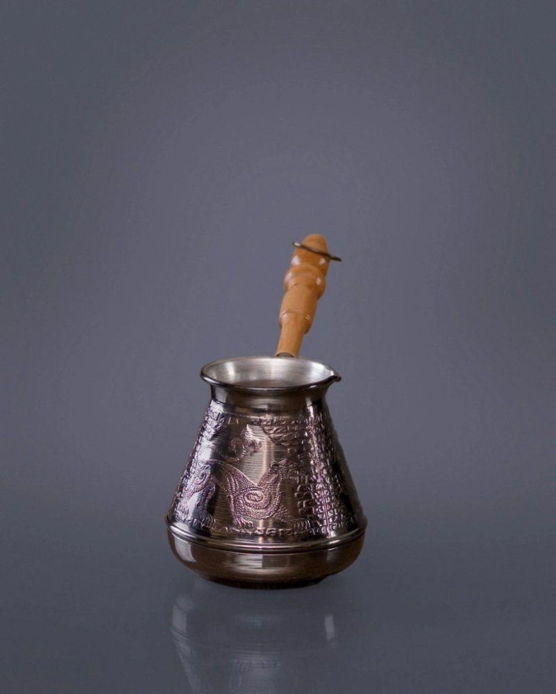 Турка Станица "Барс", медная, теплоизоляционная деревянная ручка, для кофе, 0,4 л