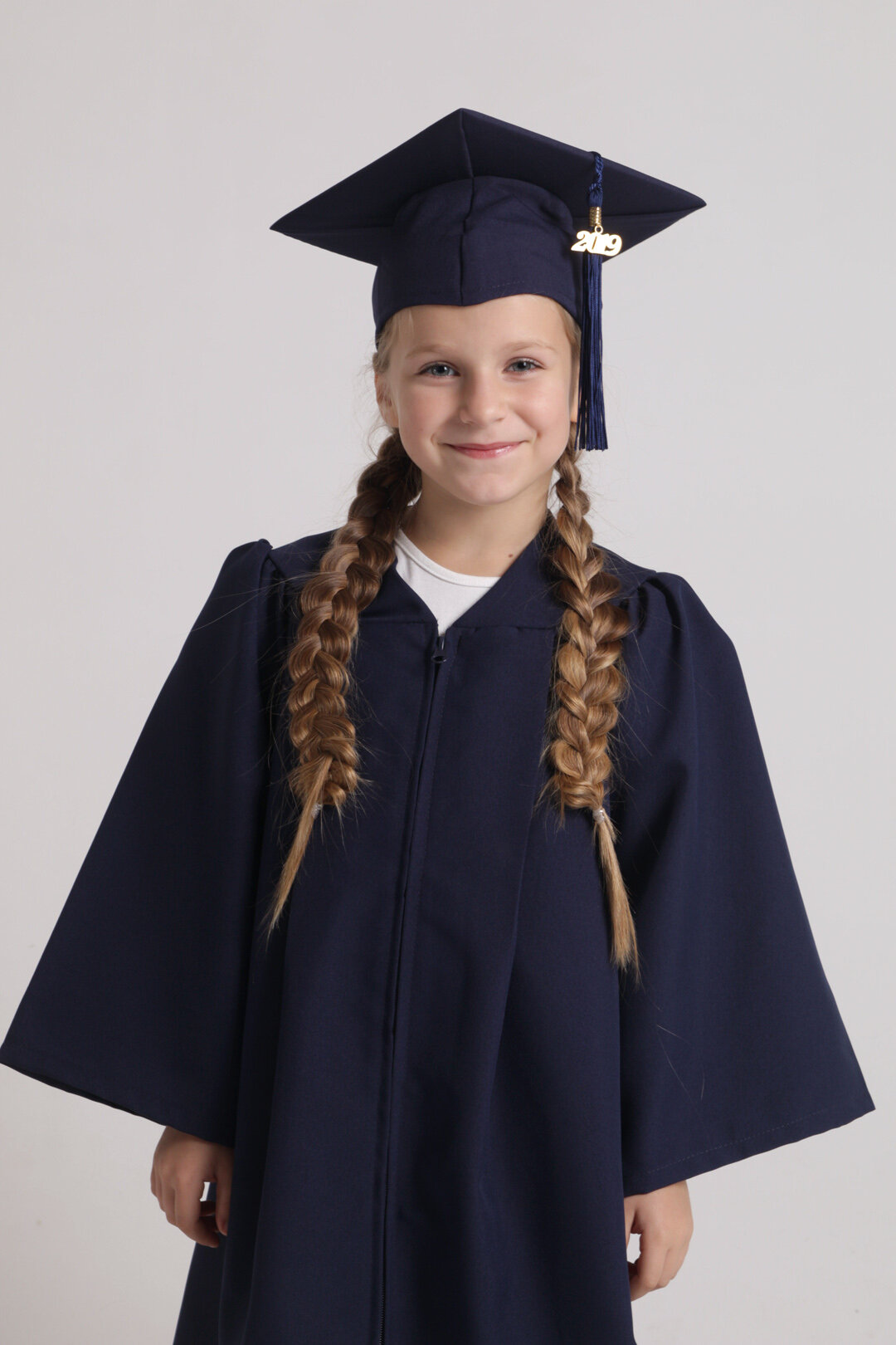 Детская мантия с шапочкой и кисточкой (комплект) - цвет темно-синий